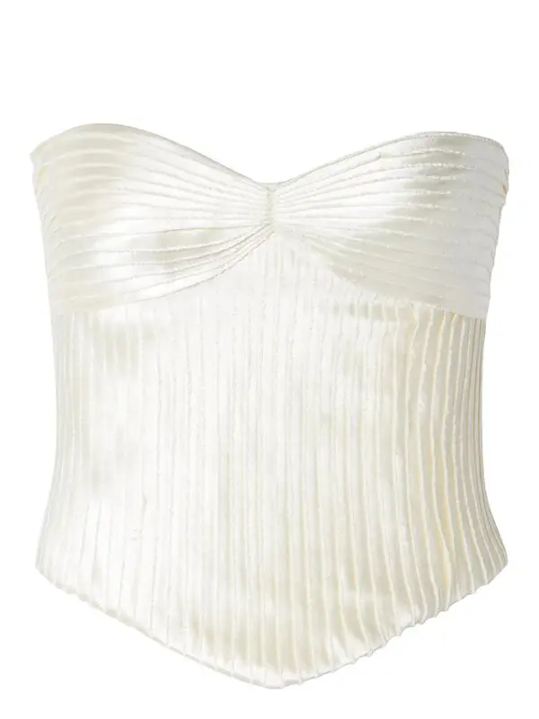 DANIELLE FRANKEL Ella Strapless Pintucked Bustier Top - Off-white
