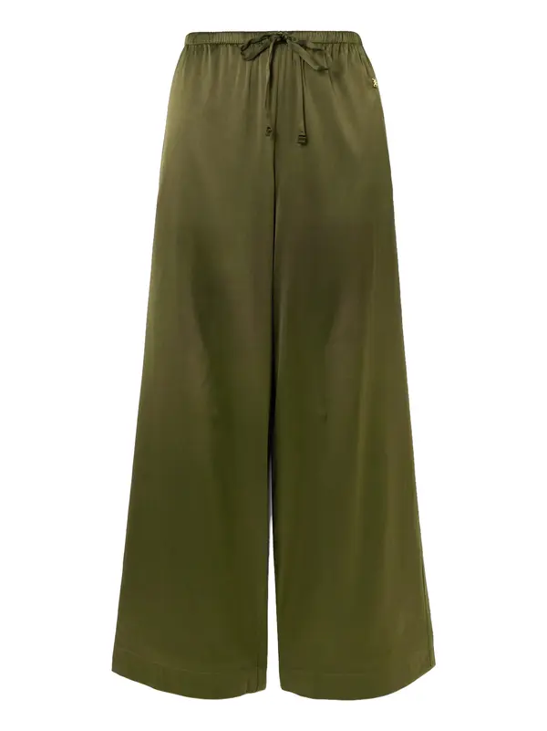 Eterne Brody Silk-blend Satin Wide-leg Pants - Green