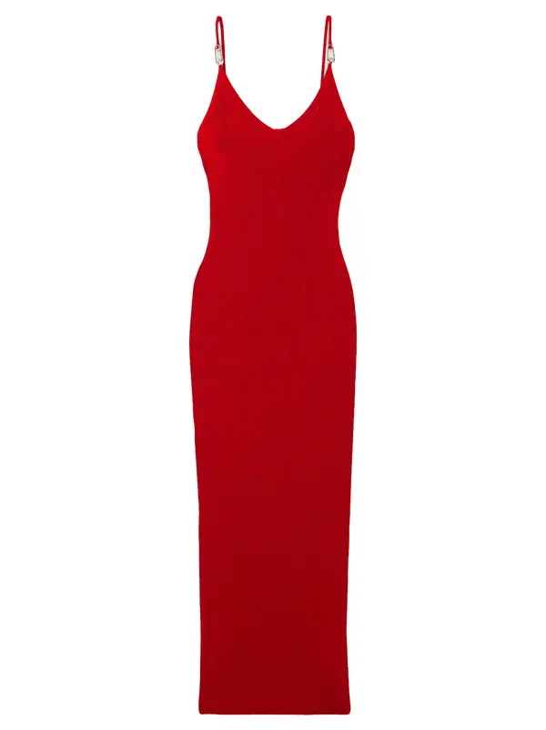 Versace Embellished Stretch-jersey Midi Dress - Red