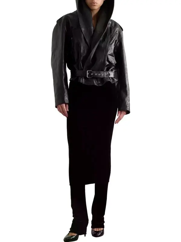 Alaïa Layered Stretch-velvet Straight-leg Pants - Black
