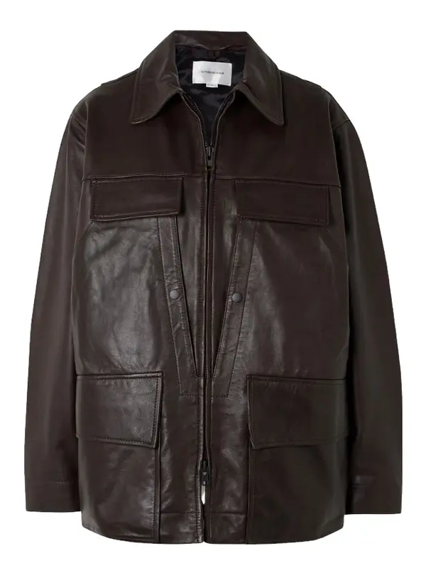 Victoria Beckham Leather Chore Jacket - Brown