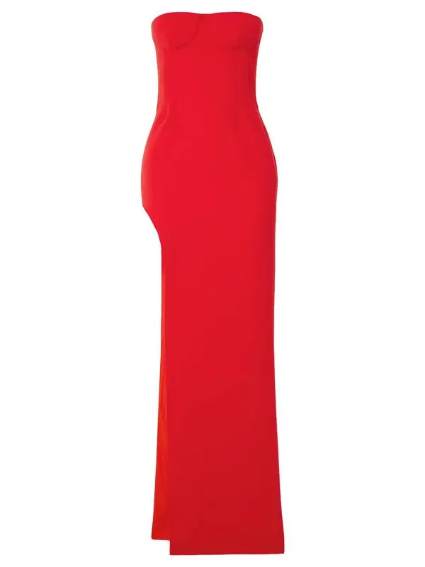 MONOT Strapless Crepe Gown - Red