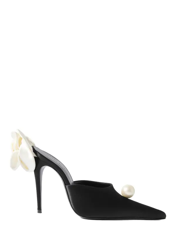 Magda Butrym Embellished Satin Mules - Black