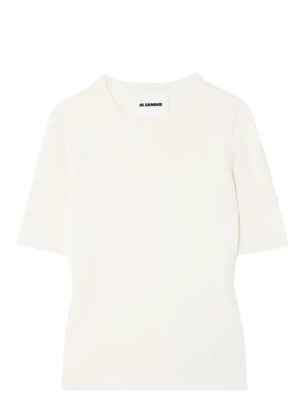 JIL SANDER Crepe T-shirt - Neutrals