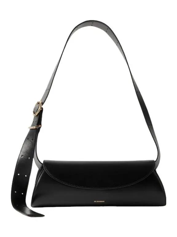 JIL SANDER Leather Shoulder Bag - Black