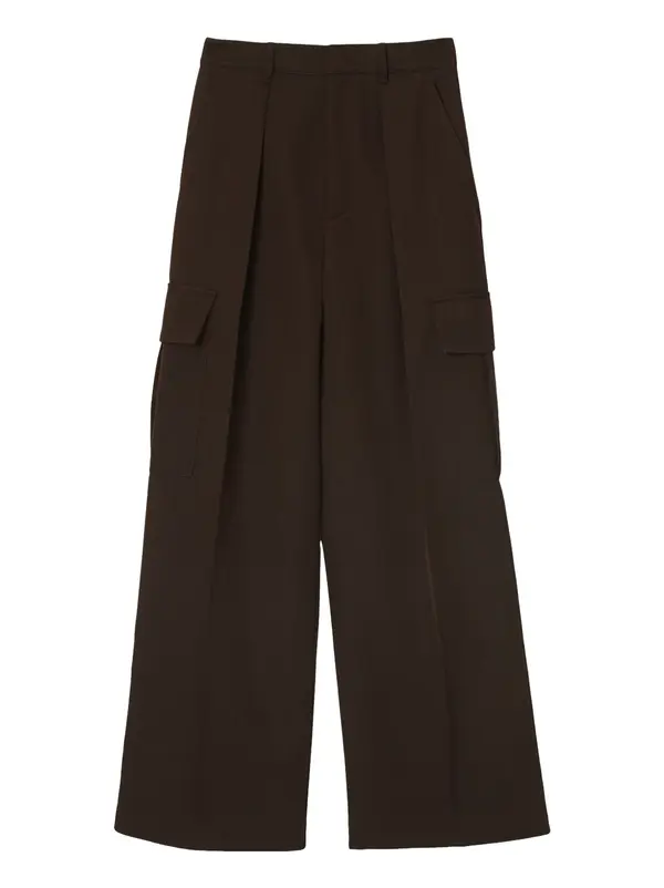 Burberry Wide-leg Wool Cargo Trousers - Brown