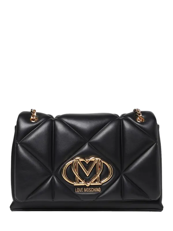 Moschino Quilted Shoulder Bag With Chain Strap - Black