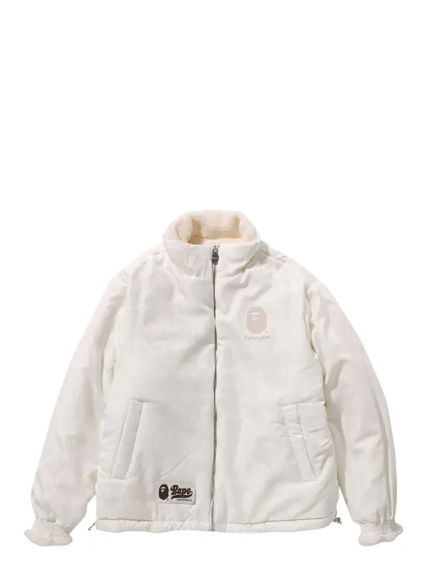 BAPE Tonal Solid Camo Sherpa Reversible Jacket - White