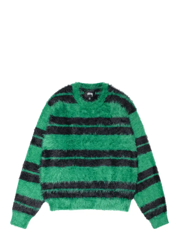 StÜssy Hairy Stripe Crew Sweater - Green