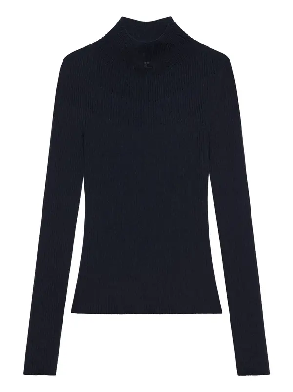 COURREGES Ribbed Mock-neck Jumper - Blue