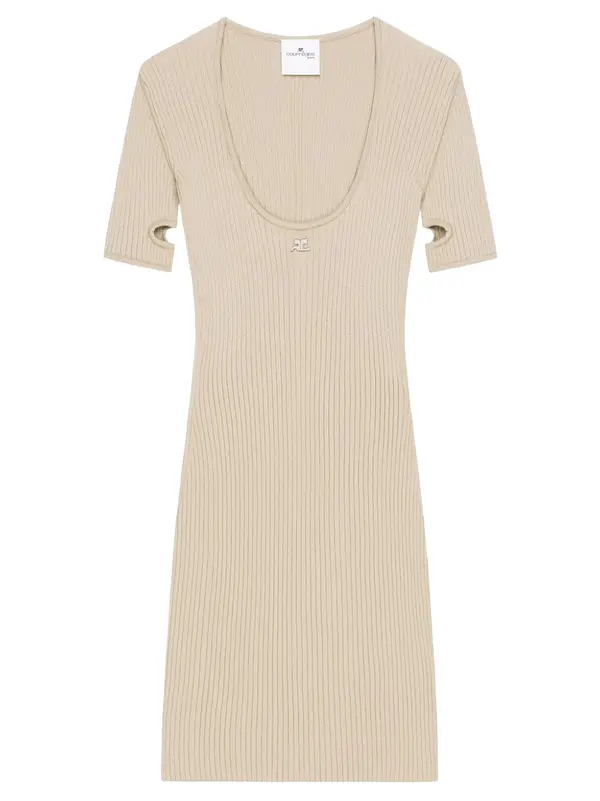 COURREGES Cut-out Mini Dress - Neutrals
