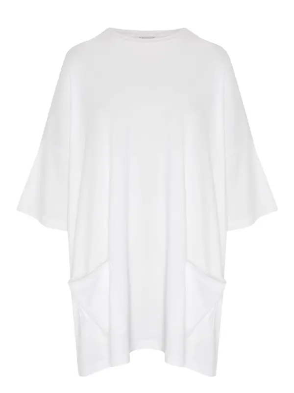 Eskandar Sloped-shoulder Poncho - White