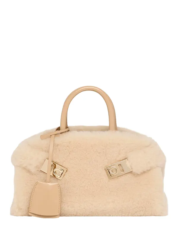 FERRAGAMO Hug Mini Top-handle Bag - Naturale Camel Museo