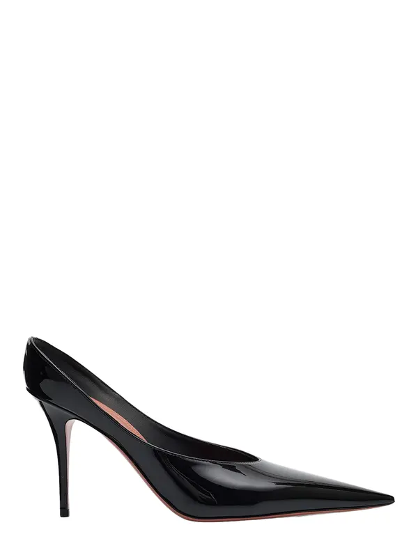 Amina Muaddi Anok Patent Leather Mule Pumps - Wine
