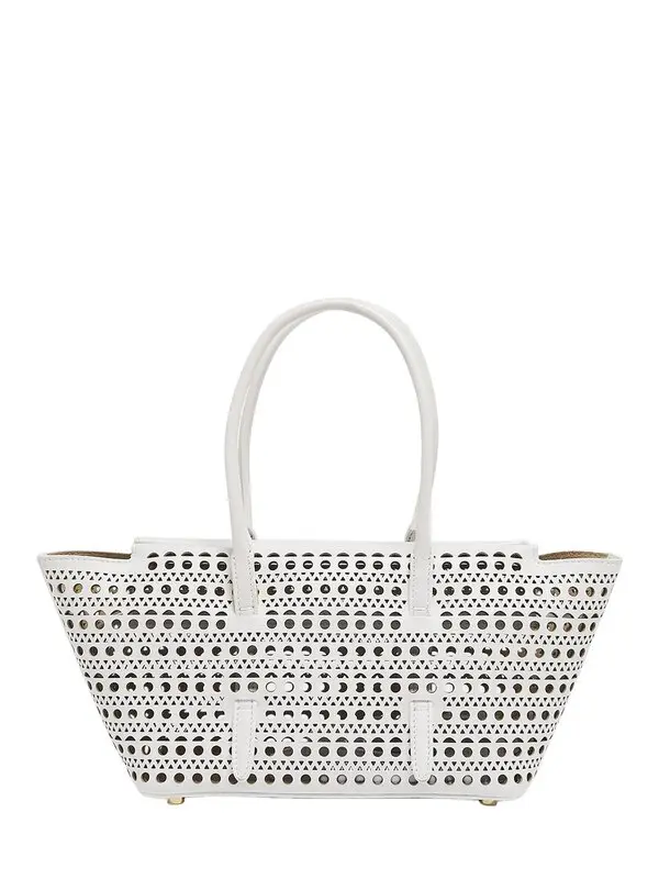 Alaïa Neo Mina 20 Perforated Leather Top-handle Bag - 010 Blanc Optique