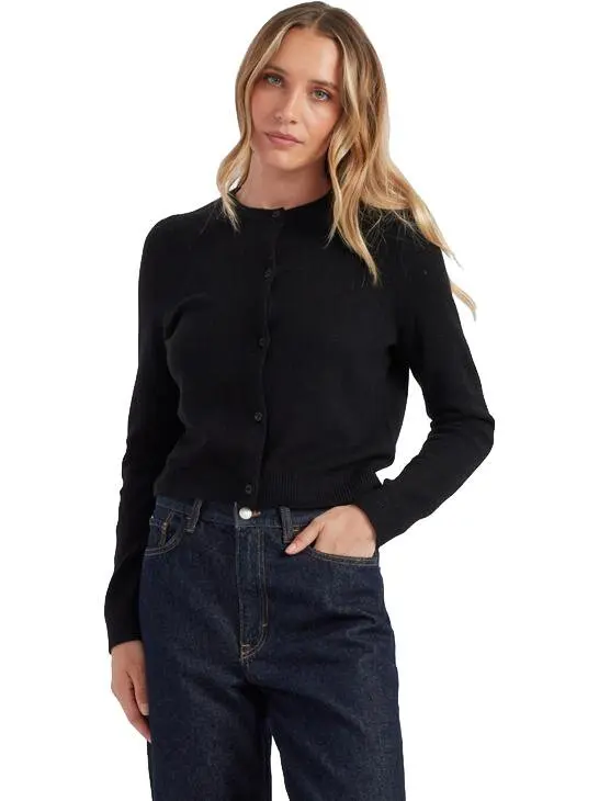 Chinti & Parker Cloud Cashmere Cropped Cardigan - Black