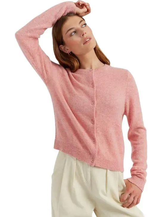 Chinti & Parker Cloud Cashmere Cropped Cardigan - Pink Marl