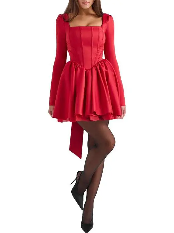 House Of Cb Nina Bow Back Mini Dress - Hauted Red