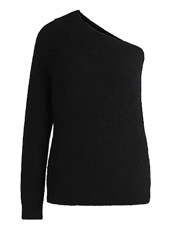 Hugo One-shoulder Brushed-texture Stretch-knit Jumper - Black