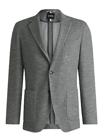 BOSS Regular-fit Single-breasted Woven Blazer - Medium Grey