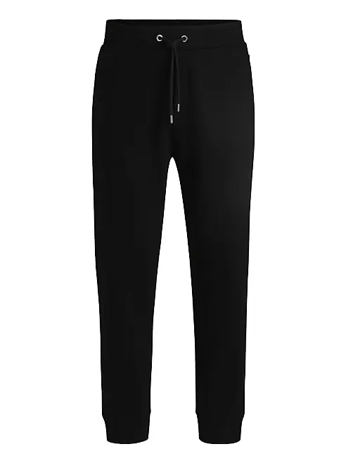 BOSS Drawstring-waist Slim-fit Tapered-leg Cotton-jersey Jogging Bottoms - Black