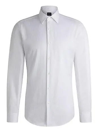 BOSS Striped Slim-fit Cotton Shirt - White