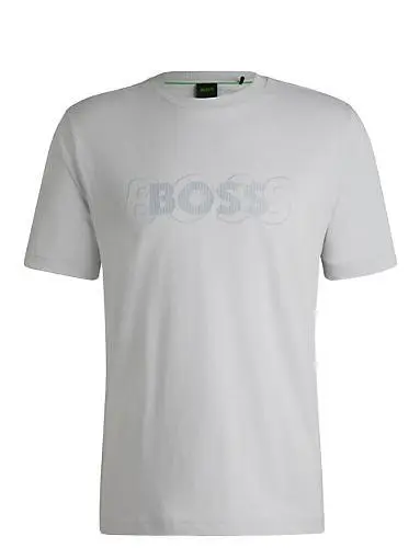 BOSS Rubberised-branding Regular-fit Cotton-jersey T-shirt - Light/pastel Grey