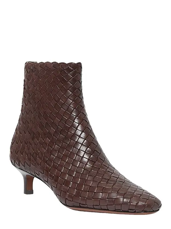 LOEFFLER RANDALL Woven Leather Ankle Boots - Espresso
