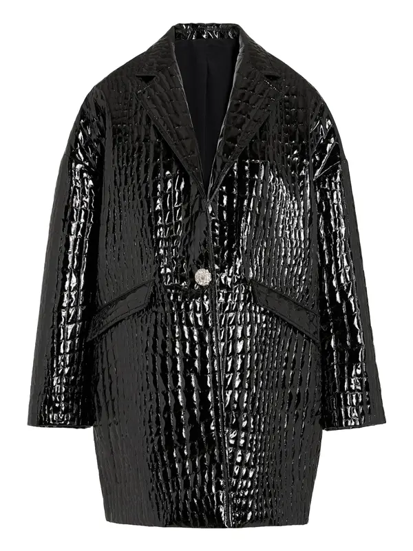Giambattista Valli Crocodile-embossed Coat - Black