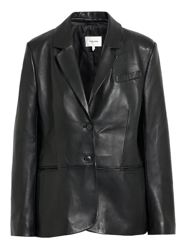 FRAME The Femme Leather Blazer - Black