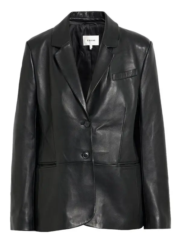 FRAME The Femme Leather Blazer - Black