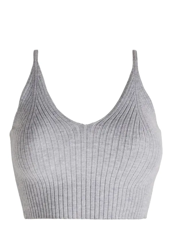 Live The Process Cropped Ribbed Tank - Light Gray