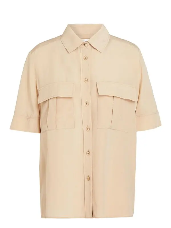 FRAME Silk Crepe De Chine Shirt - Beige