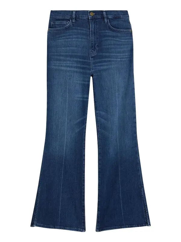 FRAME Le Easy Flare High-rise Jeans - Dark Denim