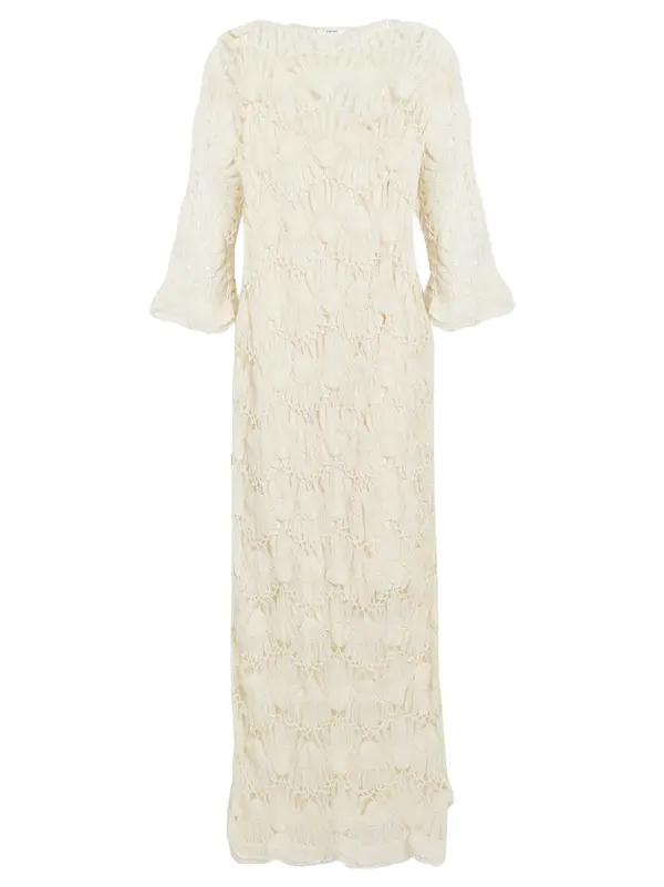 FRAME Bead-embellished Crocheted Midi Dress - Off-white