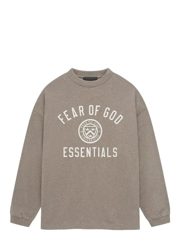 Fear Of God Essentials Jersey Long Sleeve Tee Shirt - Heather Gray