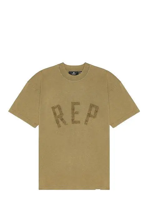 REPRESENT Rep Applique T-shirt In Olive - Fawn