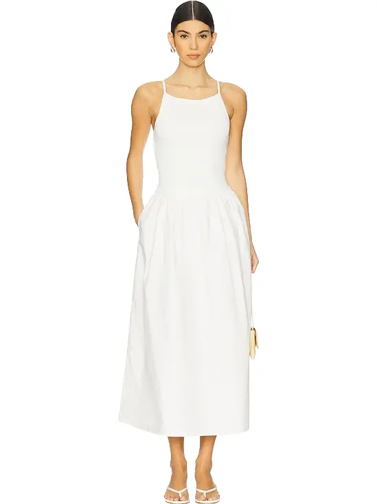 Shona Joy Aliah High Neck Midi Dress - Ivory