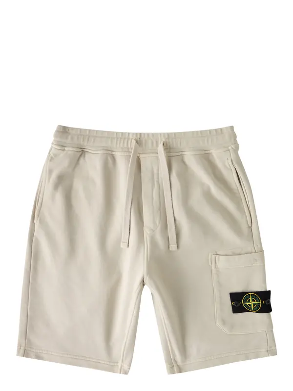 Stone Island Logo Cotton Shorts - Sand