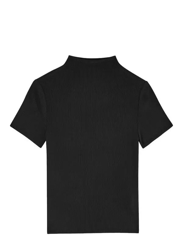 Paige Blanche Ribbed Stretch-jersey T-shirt - Black
