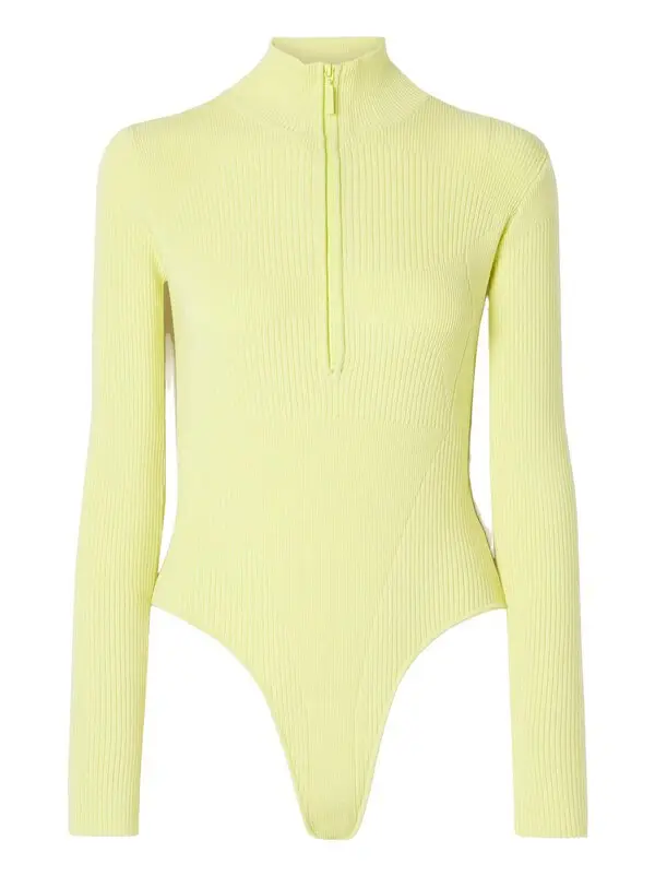 Cordova Butte Ribbed Merino Wool-blend Turtleneck Bodysuit - Yellow