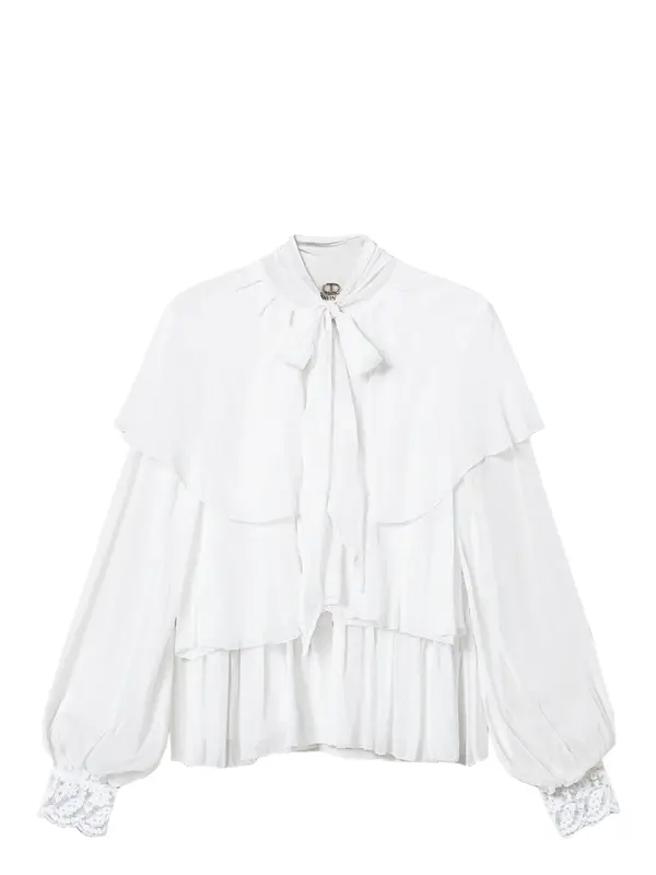 TWINSET Lace-detail Georgette Blouse - White