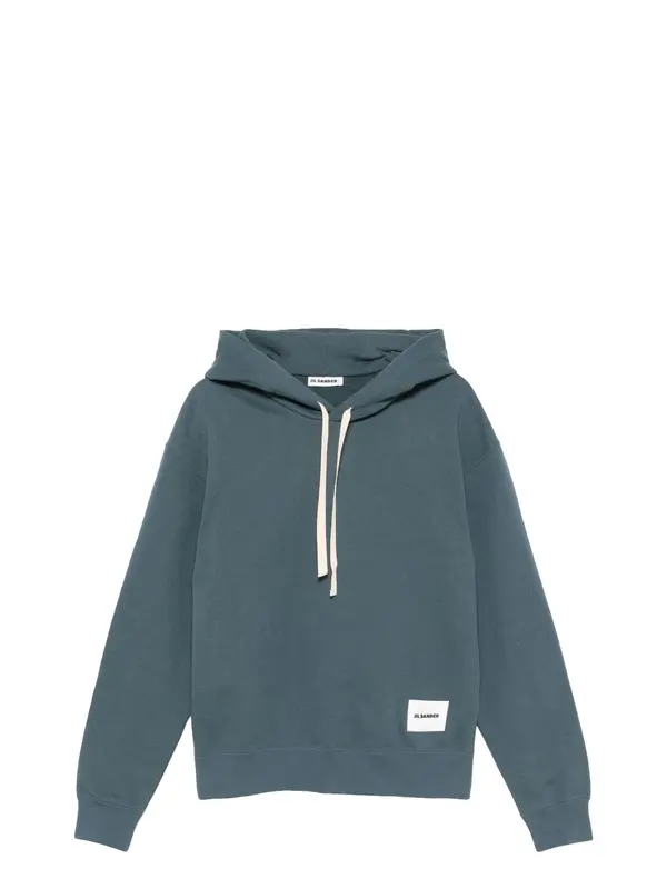 JIL SANDER Logo-patch Hoodie - Blue