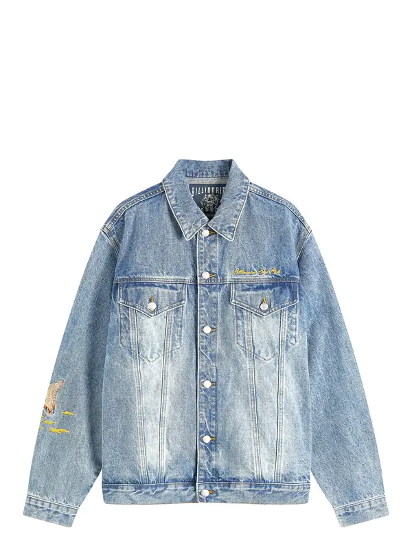 BILLIONAIRE BOYS CLUB Duck Embroidered Denim Jacket - Heavy Wash Blue
