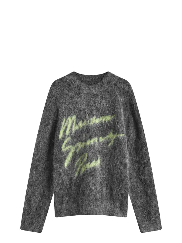 Givenchy Script Logo Crew Neck Sweater - Charcoal