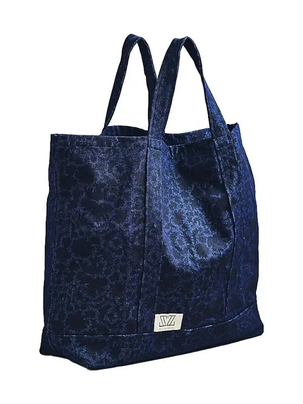 SZ BLOCKPRINTS Oversized Printed Cotton Tote - Nila Stamp