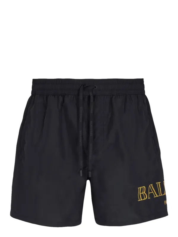 Balmain Logo-embroidered Swim Shorts - Blue