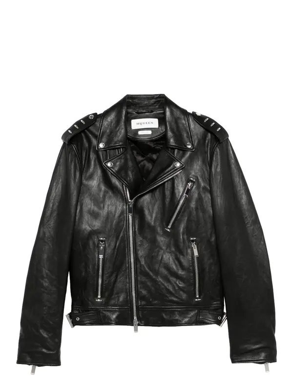 Alexander McQueen Leather Biker Jacket - Black
