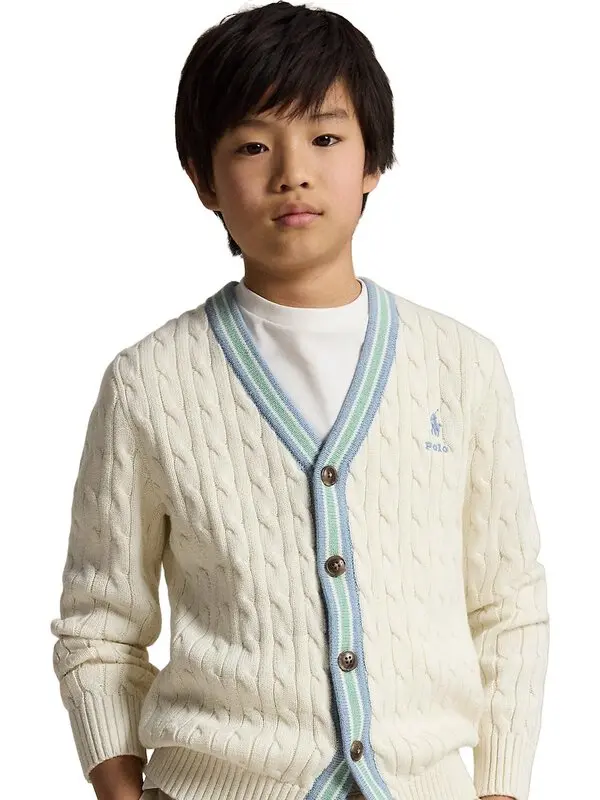 Ralph Lauren Cotton Cable-knit Cardigan - Cricket Cream Multi