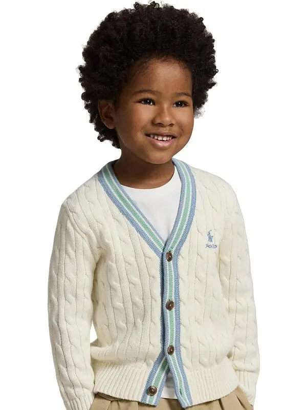 Ralph Lauren Cotton Cable-knit Cardigan - Cricket Cream Multi